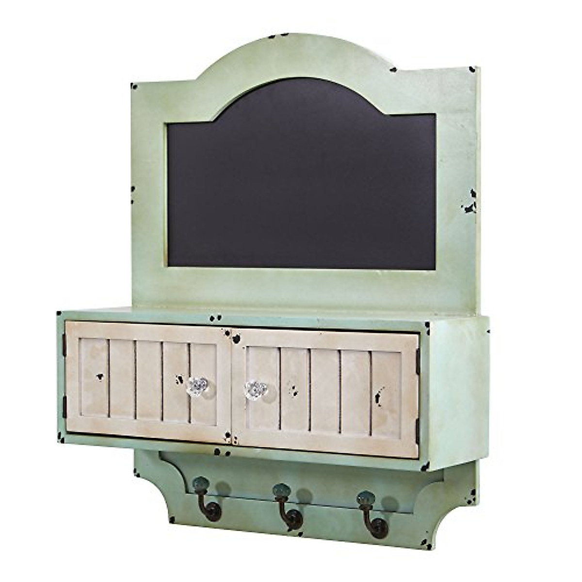 Nearly Natural 7030 Vintage Doors & Hooks Chalkboard Wall Organizer, 21.5",Light Green
