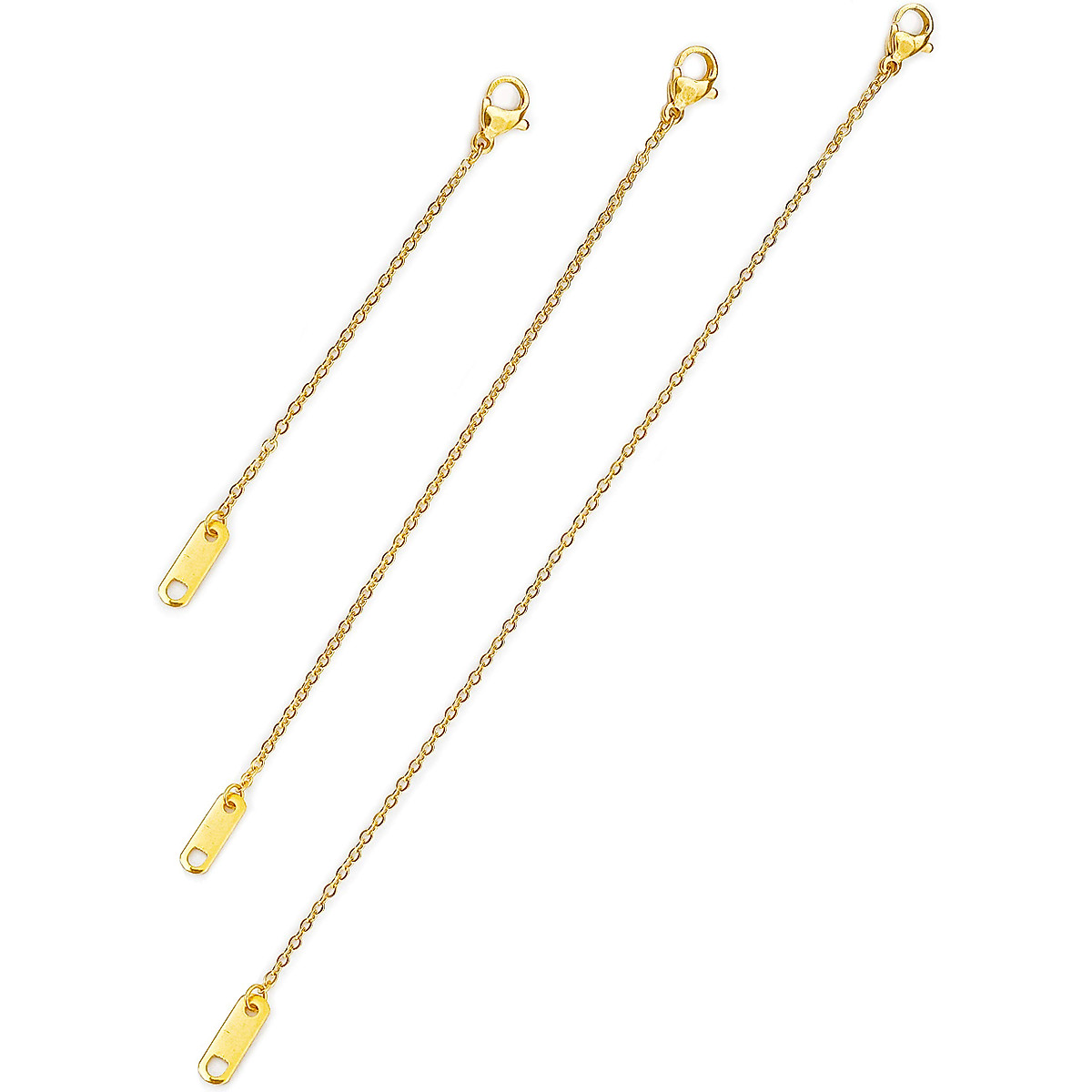 Altitude Boutique 18k Gold Plated Necklace Extenders | Delicate Necklace Extender Chain Set for Women | 3 Piece Set, Hypoallergenic Extensions 2”, 4”, 6” Inches in Gold, Rose Gold, or Silver (Gold)