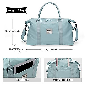 Sports Gym Bag Tote Bag for Men Women, Travel Duffel Bag with Wet Pocket, Shoulder Weekender Overnight Bag,Light Blue