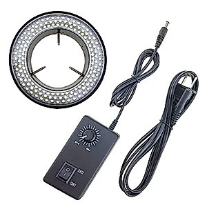 QAREQU 144 LED Ring Light External Adjustable Dimmer Adapter for Camera Microscope Brightness