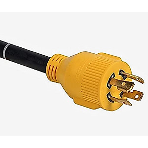 MaxWorks 80841 25 Ft. Heavy Duty 4-Prong Twist Lock 125V/250V 30 Amp L14-30P (Male) L14-30R (Female) Generator Extension Cord, Black and Yellow