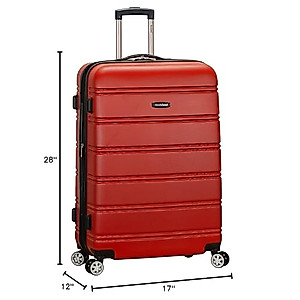 Rockland Melbourne Hardside Expandable Luggage with Spinner Wheels, RED, Checked Large 28"