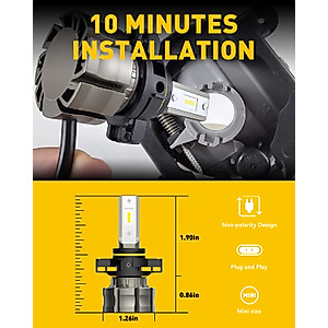 AUXITO 5202 LED Fog Light Bulbs, 6500K Cool White 6000 Lumen Plug And Play, 300% Brighter, 5201 PS19W 12085 PS24W Daytime Running Lights Replacement (Pack of 2)