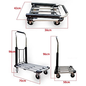 Generic Heavy Duty Flatbed Trolley Foldable Handling Truck Universal Brake Wheel Loading Moving Trolley for Warehouse Use