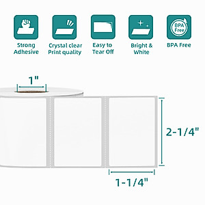 Labelchoice 12000 Labels 2.25x1.25 inch Direct Thermal Labels Compatible with Zebra, Rollo, Munbyn Thermal Labels Printers, 12 Rolls 2-1/4x1-1/4 Thermal Barcode Return Address Labels