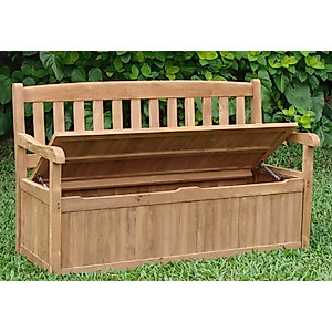 New 5 Feet Grade A Teak Wood Luxurious Outdoor Garden Bench with Storage Box- Devon Collection #WHBHDV5ST