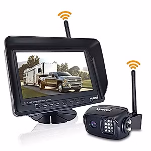 Yuwei Digital Wireless Backup Camera System Kit, AHD1080P, Wireless Rear View Camera and 7'' LCD Wireless Reversing Monitor for Trailer, RV, Bus, Trucks, Horse-Trailer, School Bus, Farm Machine,etc