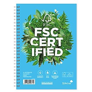 Silvine A5 Premium FSC Wirebound Notebook - Ruled Feint, 160 Pages of FSC Certified Paper. Ref R203 [Pack of 5]