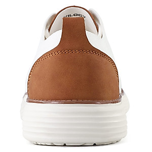 VILOCY Men's Dress Sneakers Oxfords Casual Business Shoes Lace Up Lightweight Walking Knit Mesh Fashion Sneakers White,EU44