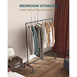 OROPY Industrial Pipe Clothing Rack Free Standing, Heavy Duty Detachable Clothes Rack with 4 Stable Feet for Garment Storage Display, Black