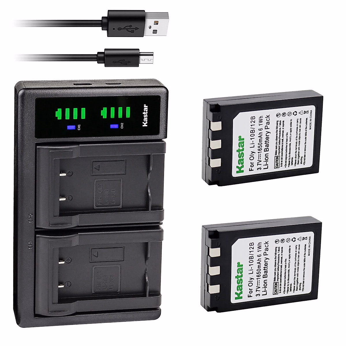 Kastar 2-Pack Li-10B Battery and LTD2 USB Charger Compatible with Olympus Camedia C-765 Ultra Zoom, Camedia C-770 Ultra Zoom, Camedia C-5000 Sport Zoom, Camedia C-5000 Zoom, Camedia C-7000 Zoom Camera