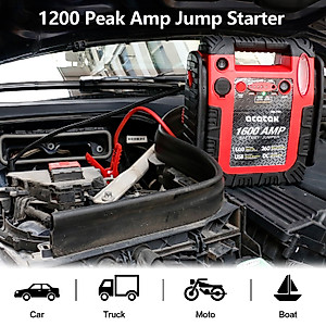 1600 Amp Jump Starter with Air Compressor, acetek Car Battery Charger 260 PSI Tire Inflator, 20000mAh 12V Auto Lead-Acid Battery Booster (Up to 6L Gas or 6L Diesel Engine) with LED Light & USB