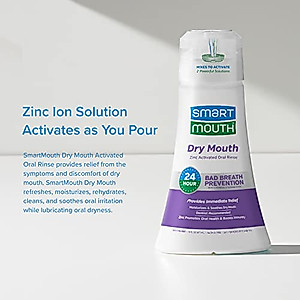 SmartMouth Activated Dry Mouth Mouthwash, Dry Mouth and Bad Breath Relief, Mint, 16 Fl Oz, 2 Pack