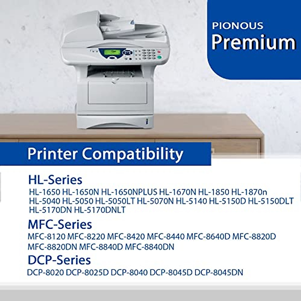 PIONOUS 1 Pack TN570 TN530 TN540 TN560 Toner Cartridge Easy Installation - Compatible TN570 Black Toner Cartridge Replacement for Brother DCP-8020 MFC-8120 8220 HL-1650 1650N Printer