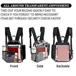 OSOCE Black Mini Clear Backpack Heavy Duty,Clear Bag Stadium Approved,PVC Transparent Clear Book Bag with Adjustable Shoulder Straps for Security Work Concert Festival Travel