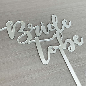 OIXCMNJQ Mirror Silver Bride To Be Cake Topper for Bridal Shower, Engagement, Bachelorette Reception Party Decoration, Acrylic