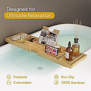 Bathtub Caddy Tray – Bath Caddy Tray for Bathtub – Expandable - Bathroom Accessories for a Modern Home – Practical and Versatile Bathtub Tray with Extending Sides