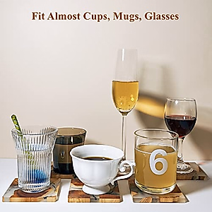 Drawwind Coasters with Holder, Wood Coaster Set of 6, Epoxy Coaster, Coffee Table Décor & Accessories,Best Housewarming Gifts for New Home and Kitchen