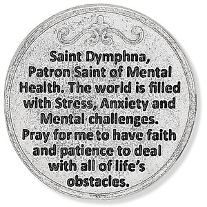 St St. Saint Dymphna Pocket Token Coin 1.2 with Prayer Catholic Patron Stress Anxiety Mental Health by Gifts Catholic, Inc.
