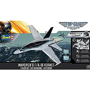 Revell Easy-Click-System 85-1267 Top Gun Maverick's F/A-18 Super Hornet Fighter Jet Kit 1:72 Scale 14-Piece Skill Level 2 Plastic Model Airplane Building Kit , Gray, 8 years old and up