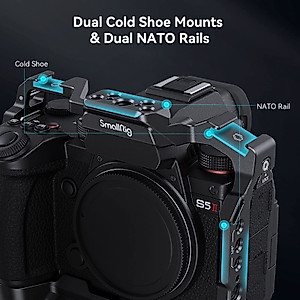 SmallRig G9 II S5 II S5 IIX Camera Cage for Panasonic LUMIX G9 II / S5 II / S5 IIX with Built-in 2 Cold Shoes & 2 NATO Rails, Quick Release Plate for Arca - 4022