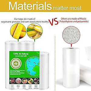 Vacuum Sealer Bags Rolls for Food Saver, GAVASTO 100% All Natural Vacuum Sealer Bags for Food, Seal a Meal Bags, Commercial Grade, BPA/BPS Free, Great for Vacuum Sealing-8x20(2Rolls), 11x20(1Roll)