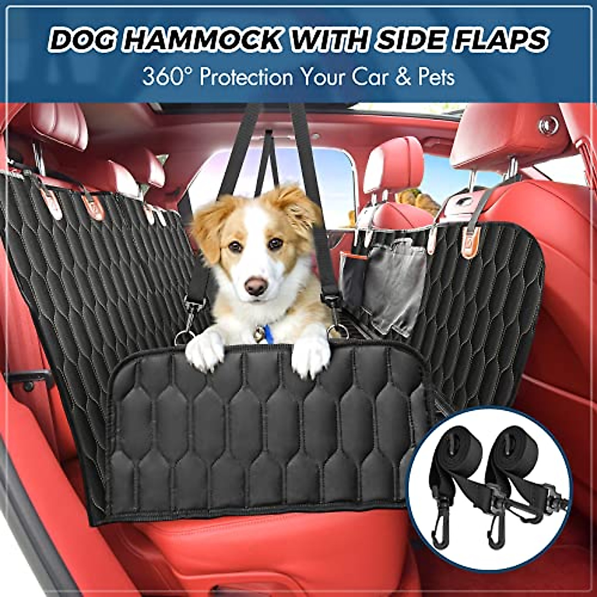Chumajor 6-in-1 Dog Car Seat Cover for Back Seat,60/40 Split 100% Waterproof Dog Hammock for Car,Trucks Suvs-Scratchproof Nonslip Back Seat Protector for Dog