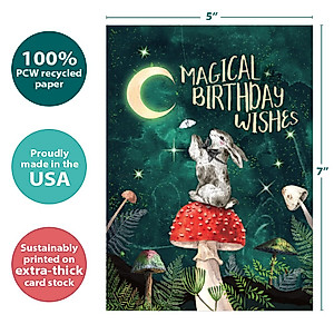 Tree-Free Greetings - Birthday Cards - Artful Designs - 1 Card + Matching Envelopes - Made in USA - 100% Recycled Paper - 5"x7" - Magical Wishes (GO65331)