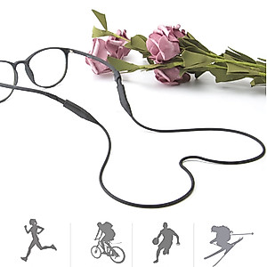 UPIONIC Silicone Glasses Strap,Eyeglass Neck Cord, Elastic Safety Eyewear Retainer for Men Women, Durable Waterproof Spectacles Rope For Glasses Sunglasses(Black, 3Pcs)