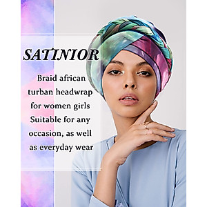 4 Pieces African Women Turban Cap Head Wraps Beaded Headscarf Beanie Wrap