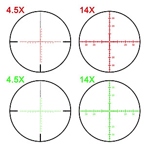 Sniper VT4.5-14x44FFP First Focal Plane (FFP) Rifle Scope 30mm Tube with Red/Green Illuminated MOA Reticle