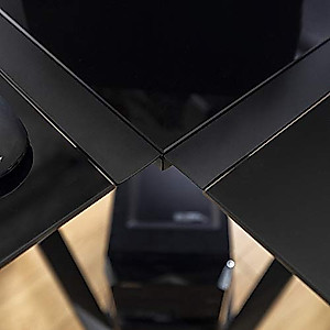 Walker Edison Wright Modern X Leg Glass Top Corner Gaming Desk, 51 Inch, Black