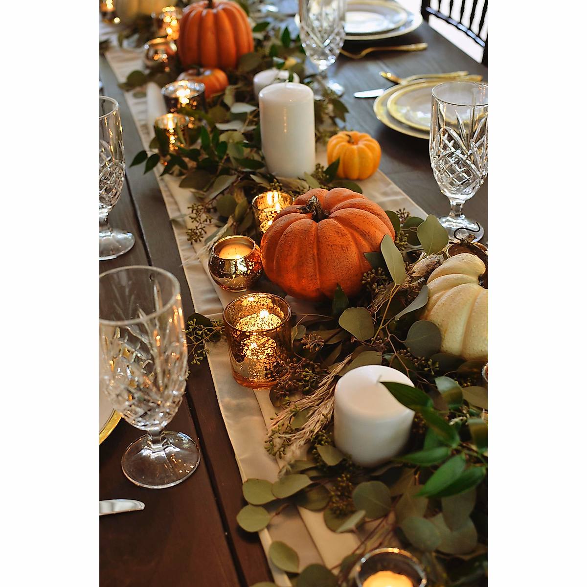 Just Artifacts 24pcs Assorted Gold Mercury Glass Votive Candle Holders (12pc 2-Inch Round, 12pc 2.75-Inch)