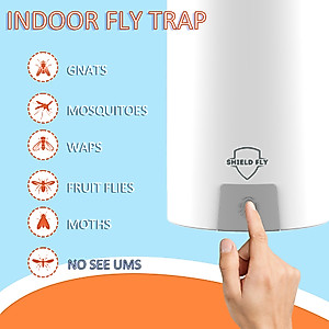 SHIELDFLY | Fly Trap Indoor, Gnat Killer Indoor, Fly Traps Indoor for Home, Highly Effective UV Light, Flying Insect Trap, Flies, Fruit Flies, Gnats & Other Flying Insects (1 Device + 4 Cartridges)