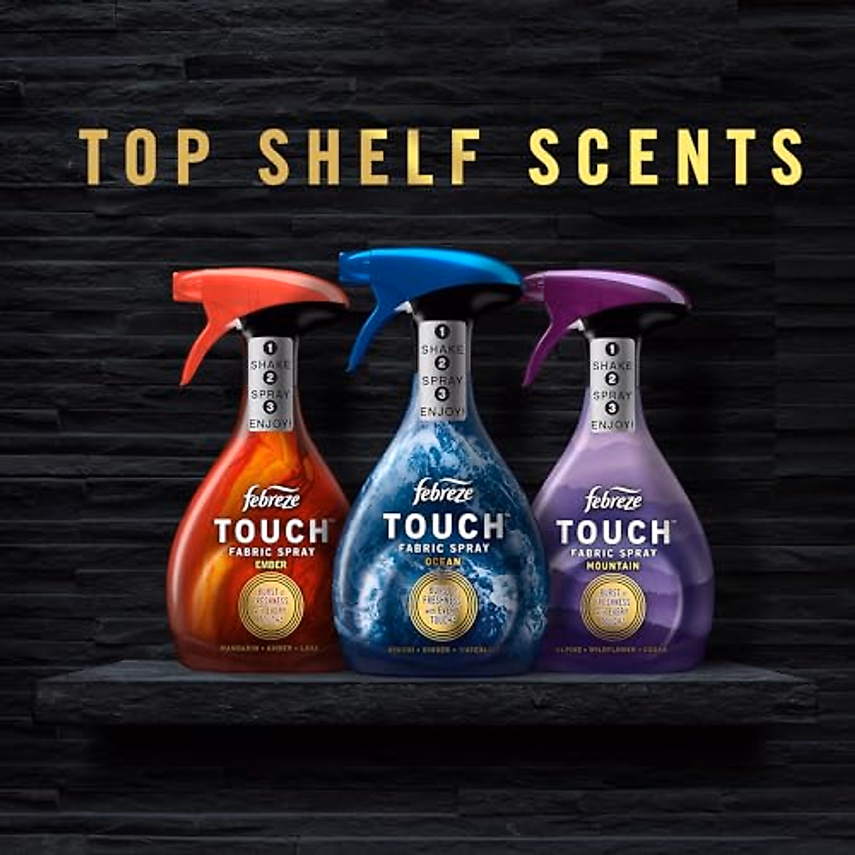 Febreze Touch Fabric Spray, Sneaker Balls Alternative, Couch Cleaner, Refresher Ocean & Mountain, 16.9 oz, Pack of 2,33.8 Fl Oz