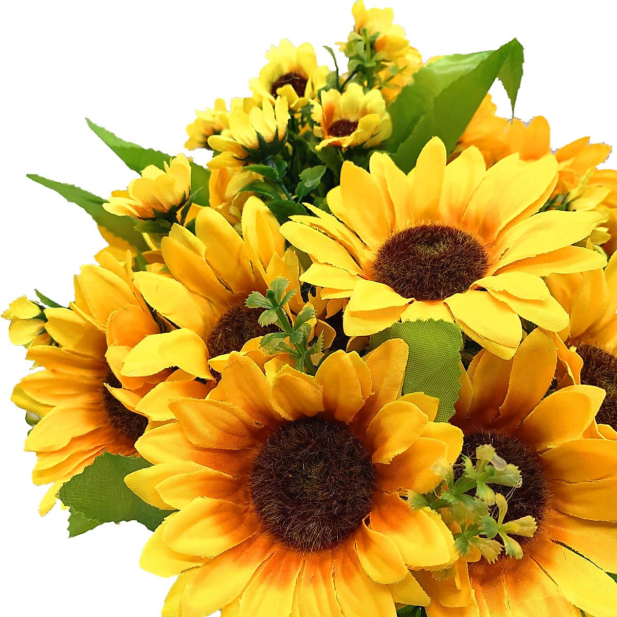 PASYOU Artificial Sunflower Plastic Fake Flowers Sunflowers for Indoor Outdoor Wedding Bridal Bouquet Home Garden Party DIY Wreath Table Arrangement Decoration Pot Planter Filler 2 pcs