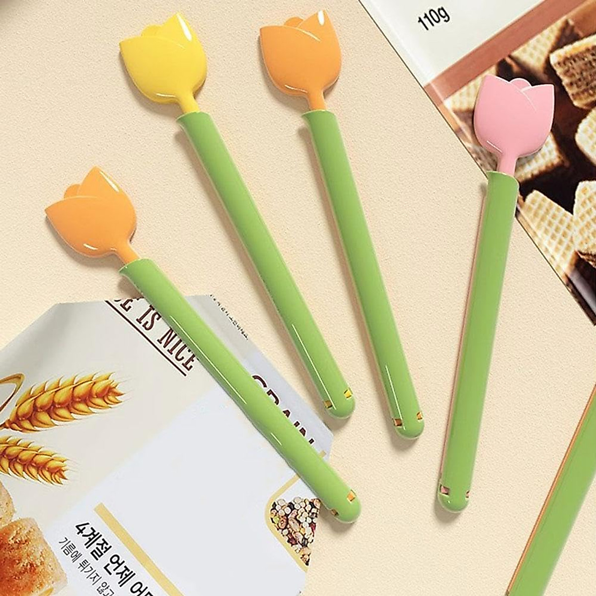 GHRYTY Food Sealing Clip,Food Bag Chip Clips,Tulip Shape Sealing Clip with Magnetic Storage Box,Food Sealer Clamp,Food Package Sealer,Chip Bag Clips for Home, Office, School(Pink)