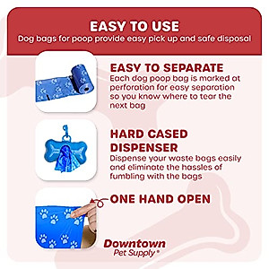 Downtown Pet Supply Dog Poop Bags (1000 CT - Rainbow Paw Print Bags & 2 Dispensers) Waste Bag Dispenser Clips to Dog Leashes Bags & Dog Harnesses- Poop Scoop Bags are Leak-Proof Bags & Unscented