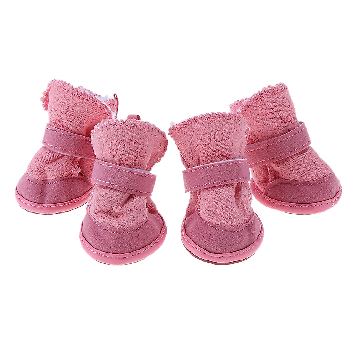 GabeFish Puppy Cute Cozy Warm Anti Slip Winter Boots for Small Medium Dogs Pets Cats Thicken Fleece Snow Shoes Pink X-Large