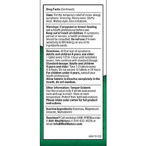MediNatura BHI Allergy Relief Multi-Symptom Natural Safe Relief of Runny Nose Sneezing Itchy Eyes & Congestion 15 Targeted Homeopathic Active Ingredients Help Calm Discomfort - 100 Tablets