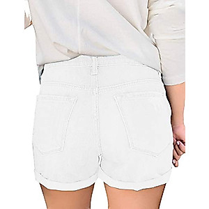 Angerella White Denim Shorts for Women Distressed Jean Shorts Ripped Mid-Rise Frayed M
