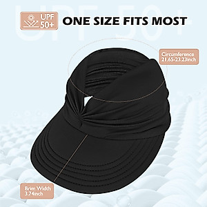 Durio Sun Hats for Women UV Protection Wide Brim Sun Hat Womens Sun Shade Hats for Women Ponytail Womens Sun Hat Beach Cap Womens Sun Visor Hat Black One Size