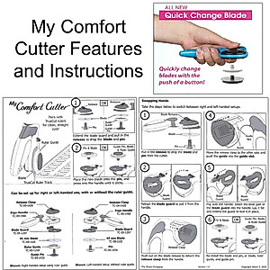 TrueCut Rotary Cutter Set - 3 Items: Large TrueCut Quilting Ruler (24.5-Inch by 6.5-Inch), Medium TrueCut Quilting Ruler (12.5-Inch by 6.5-Inch) and My Comfort Cutter Ergonomic Rotary Cutter (45mm)