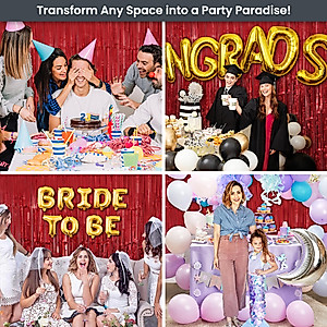 RFAQK 2Pack 3.30x8.20 Feet Red Foil Fringe Curtains -Red Fringe Backdrop, Tinsel Streamers Party Decorations for Birthday, Red Backdrop for Baby Shower, Gender Reveal, Disco Party and Graduation Decor