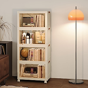 NiceUU Storage Bins with Lids Organization and Storage 24 Gal,Folding Storage Bins with Doors,Double Door Stackable Storage Bins for Clothes,Plastic Collapsible Storage Containers-4 Pack (4)