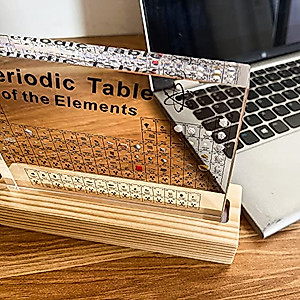 LANGYA Periodic Table with Real Elements Inside,Rich in Real 83 Chemical Elements,Free Wooden Base,Acrylic Periodic Table 6 * 4.5 * 0.8 inch