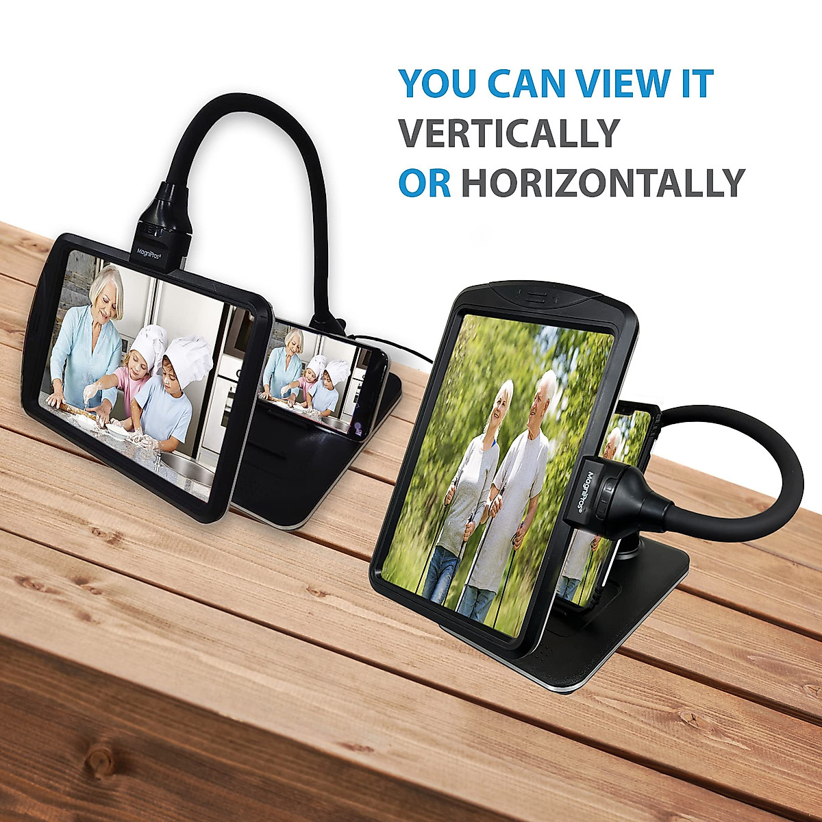 MagniPros 3X Magnifying Glass with Light and Stand, Flexible Gooseneck Magnifying Desk Lamp w/USB Fast Charge & Tablet Stands for Reading Fine Print, Painting, Sewing, Crafts & Close Work