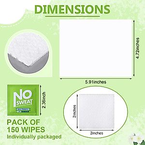 Timgle 150 Pcs Antiperspirant Deodorant Wipes Individually Wrapped Bulk Armpit Deodorant Sweat Wipes Body Wipes for Women Men Teens Underarm Armpit Excessive Sweating(Bright)