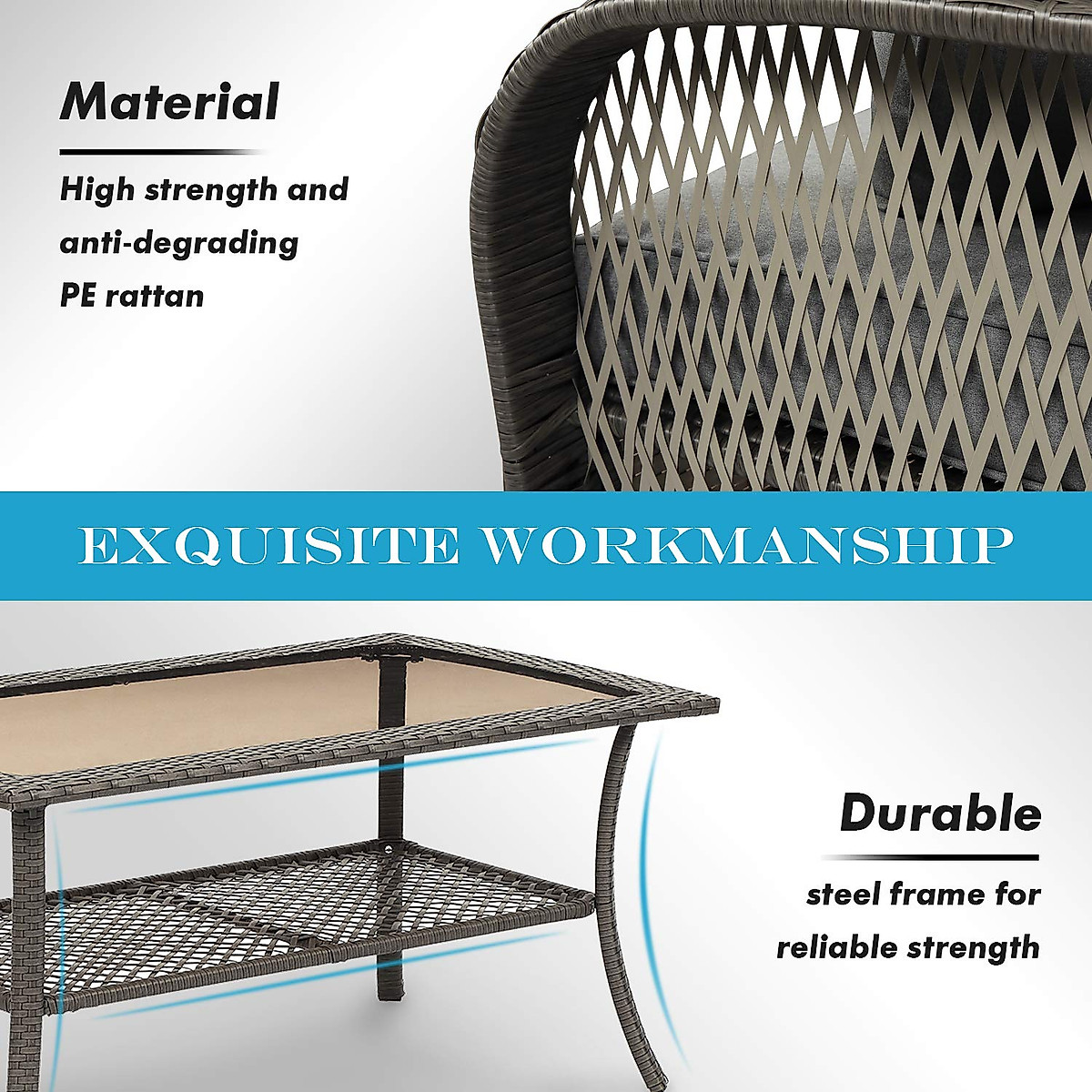 Solaste 4 Pieces Patio Furniture Sets,Patio Conversation Sofa Wicker Chair with Cushion,All-Weather Rattan Sofa for Porch Backyard Outside Garden Lawn Yard,Beige Cushion