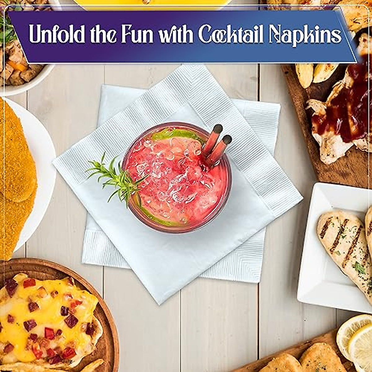 1 Ply White Cocktail/Beverage Napkins- Package of 500ct